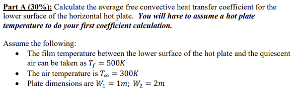Solved Part A (30%): Calculate the average free convective | Chegg.com