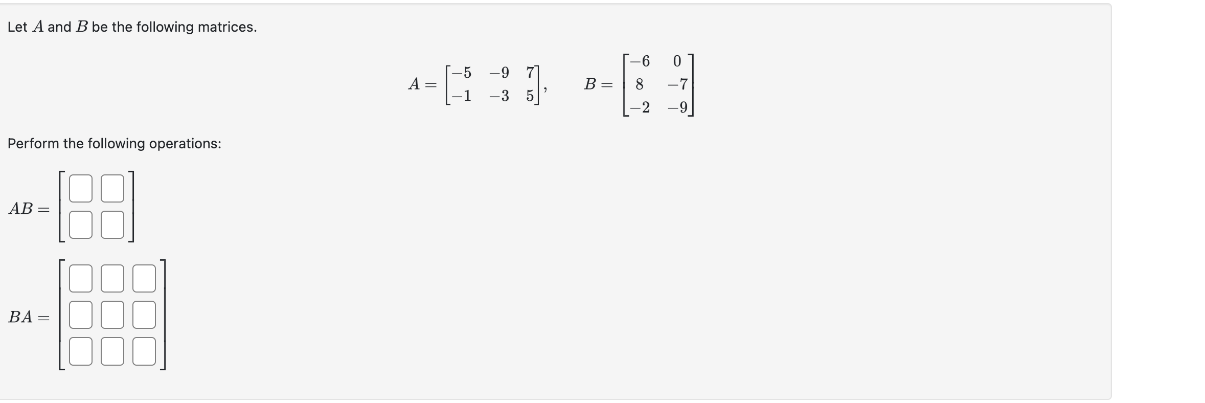 Solved Let A and B be the following matrices. | Chegg.com