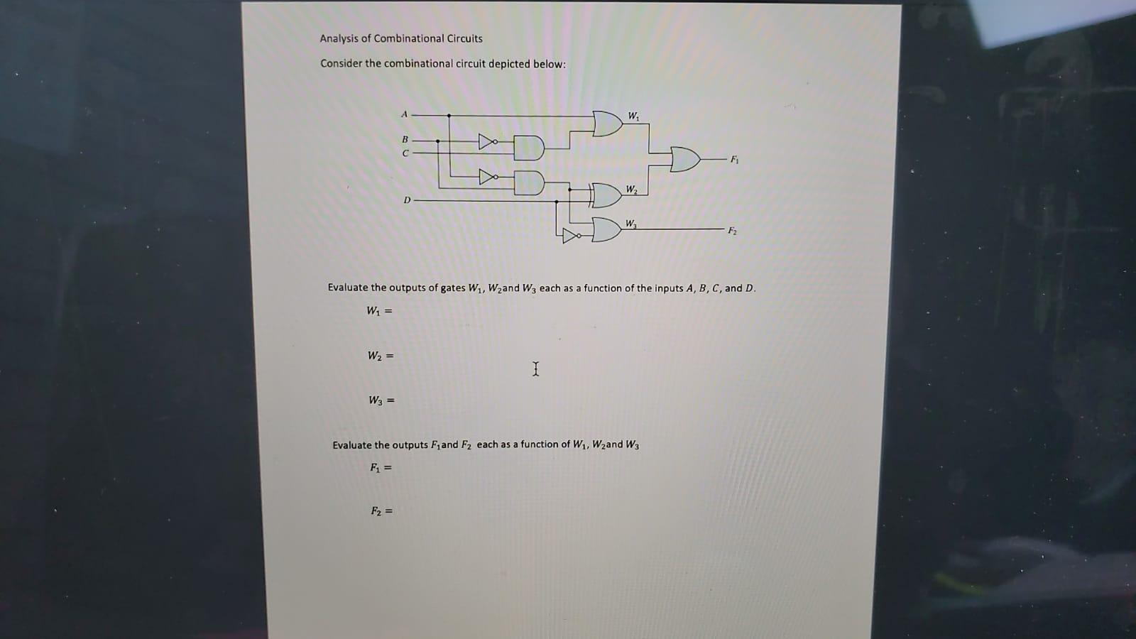Solved Analysis of Combinational Circuits Consider the | Chegg.com