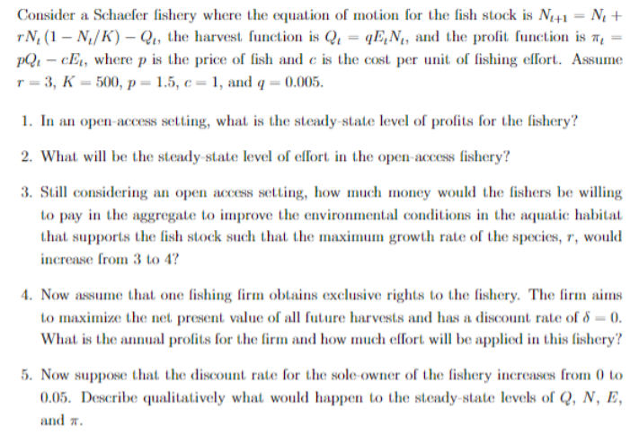 Consider a Schaefer fishery where the equation of | Chegg.com