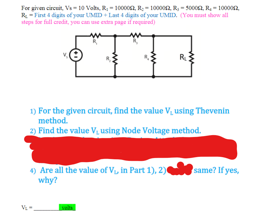 Solved For given circuit, Vs =10 Volts, | Chegg.com