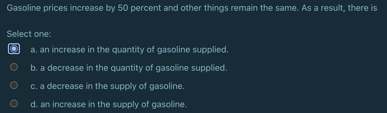 Solved Gasoline prices increase by 50 percent and other | Chegg.com