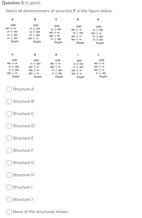 Solved B E Question 2 (1 point) Select all of the | Chegg.com