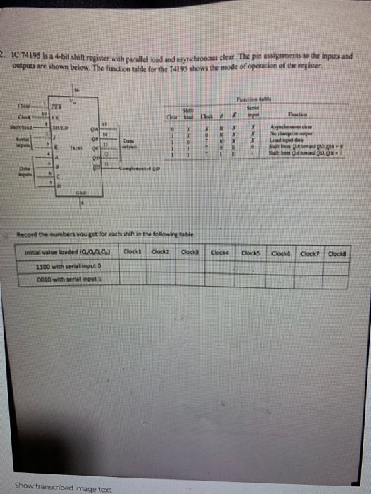 Solved 2. IC 74195 is a 4-bit shift register with paralld | Chegg.com