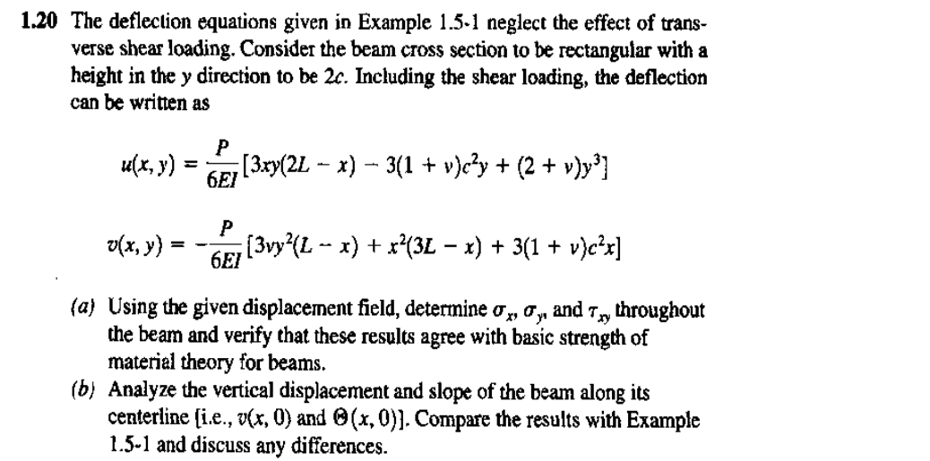 Solved 1.20 ﻿The deflection equations given in Example | Chegg.com