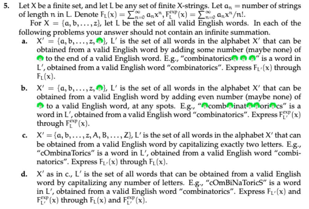 Solved 5. Let X be a finite set, and let L be any set of | Chegg.com