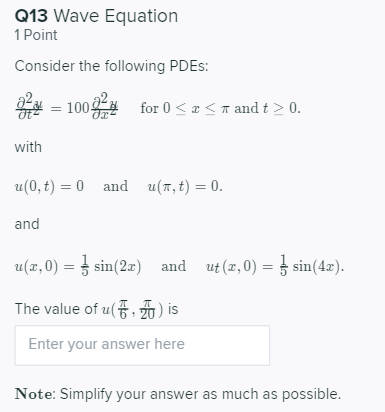 Solved Q13 Wave Equation 1 Point Consider the following | Chegg.com