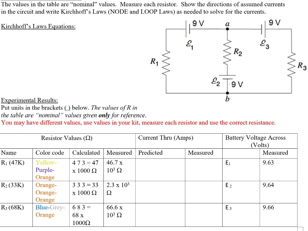 Solved Using the measured resistor and battery values | Chegg.com