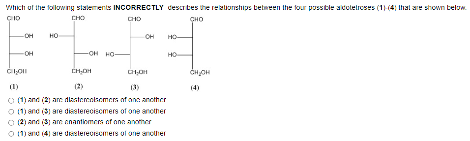 Solved (1) and (2) are diastereoisomers of one another (1) | Chegg.com