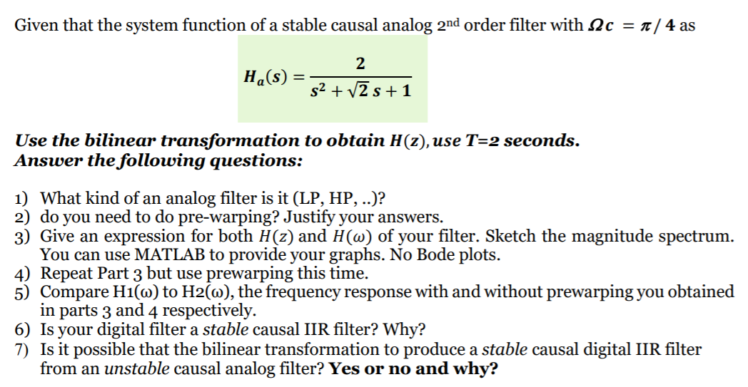 Solved Given that the system function of a stable causal | Chegg.com