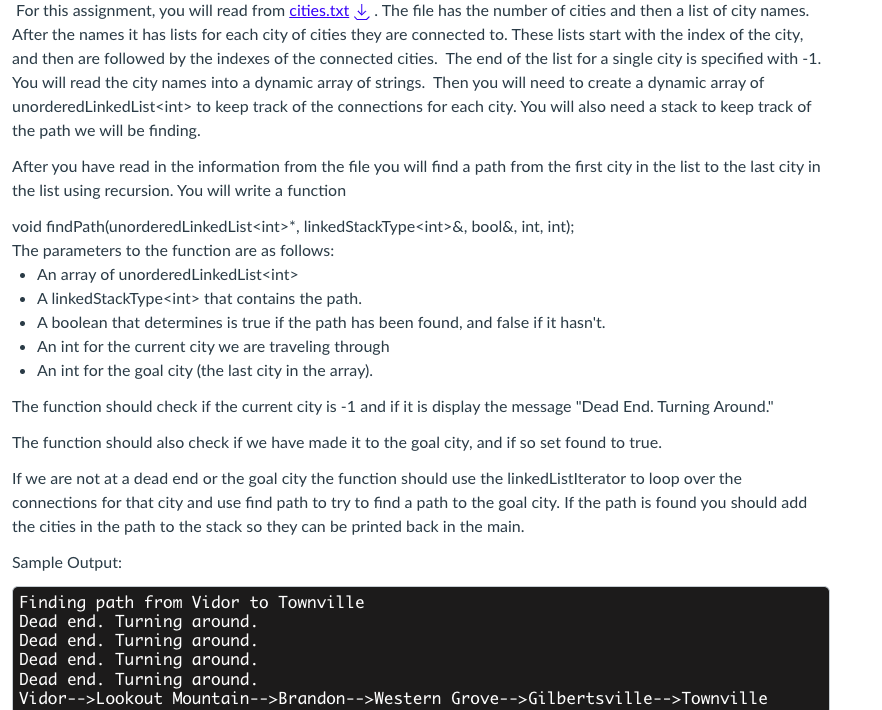 Solved For this assignment, you will read from cities.txt | Chegg.com