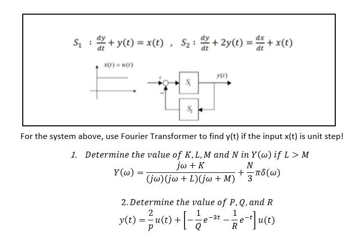 Solved S : x + y(t) = x(t), Sz: *+ 2y(t) = + ale + x(t) X) = | Chegg.com