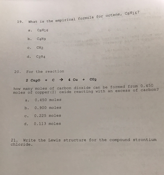 Solved What is the empirical formula for octene, CaH16? a. | Chegg.com