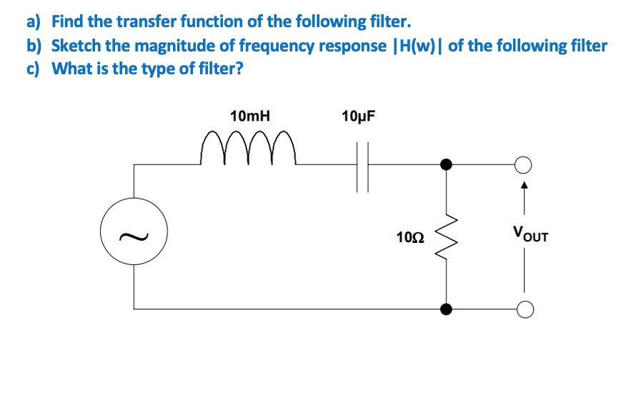 Solved a) Find the transfer function of the following | Chegg.com