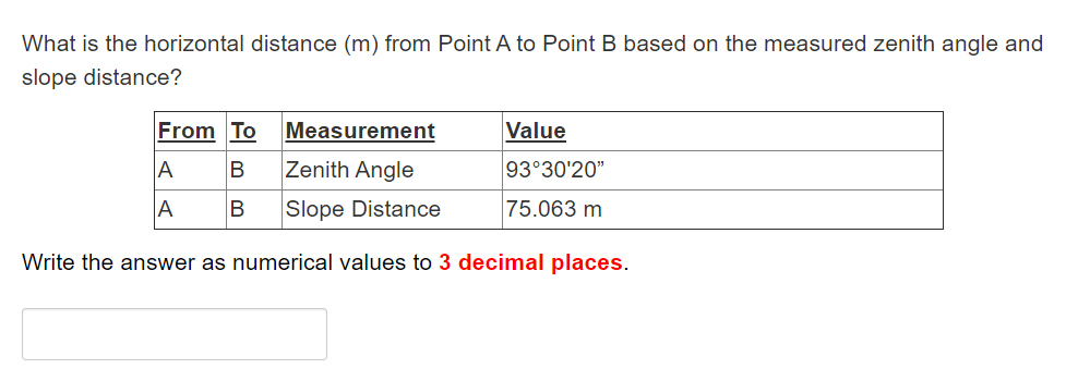 Solved A surveyor uses a total station to measure the zenith | Chegg.com