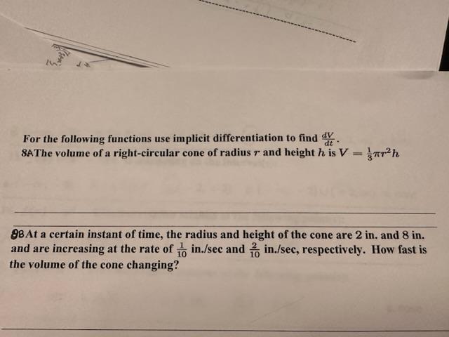 Solved For the following functions use implicit | Chegg.com