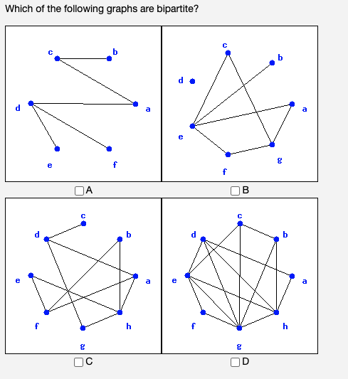 Solved Which of the following graphs are bipartite? | Chegg.com