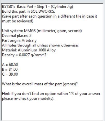 Solved B51501: Basic Part - Step 1 - (Cylinder Jig) Build | Chegg.com