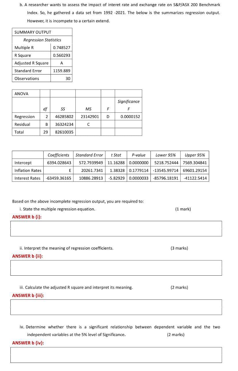 Solved b. A researcher wants to assess the impact of interet | Chegg.com