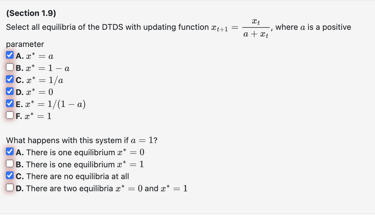 Solved Select all equilibria of the DTDS with updating | Chegg.com