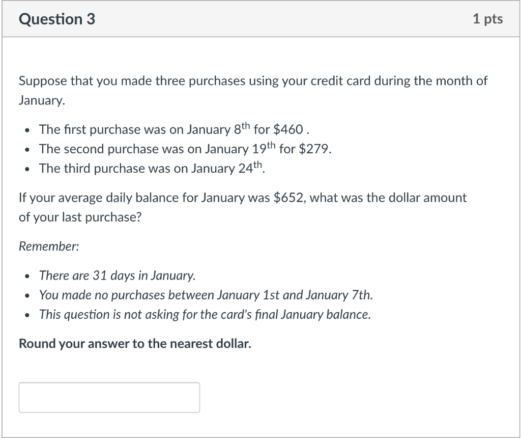Solved Question 2 1 pts Consider the following credit card | Chegg.com
