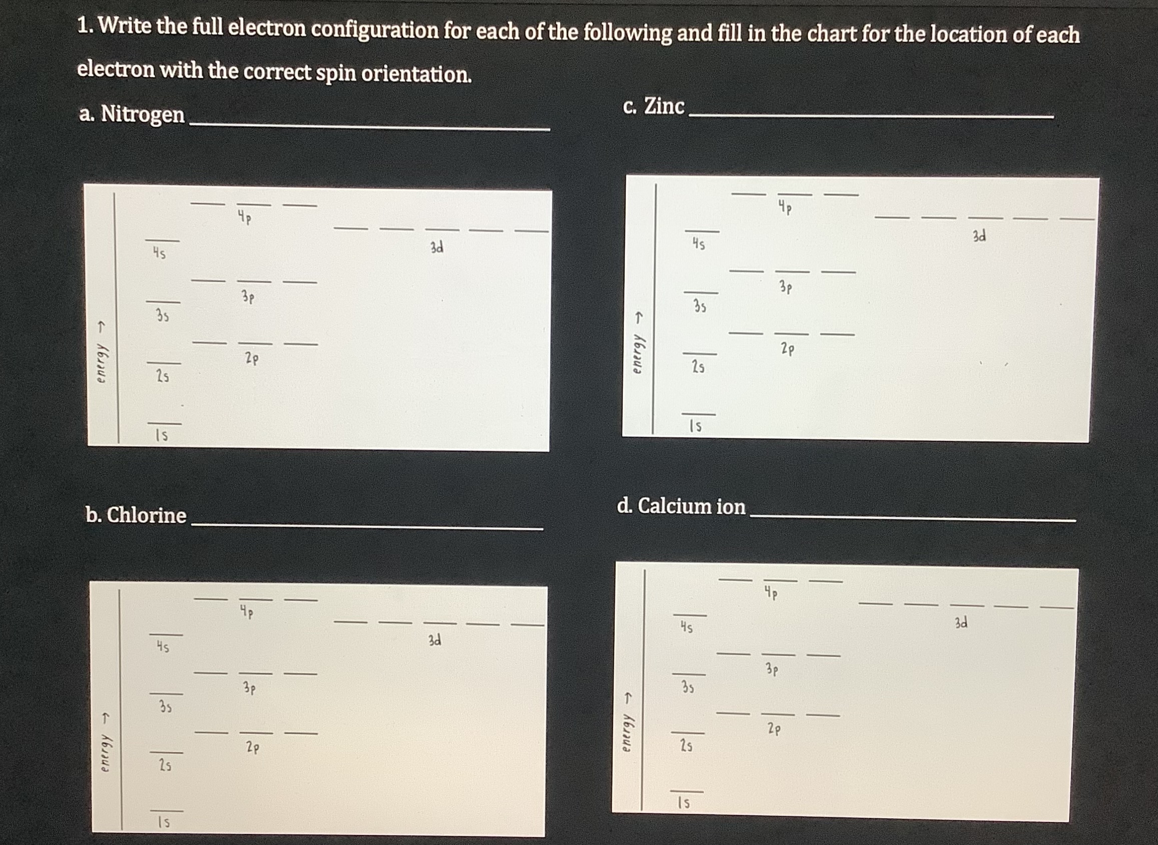 Solved 1. Write the full electron configuration for each of | Chegg.com