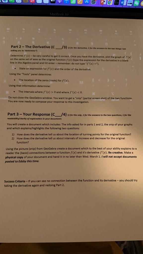 Solved Learning Goal: - We are learning how the derivative | Chegg.com