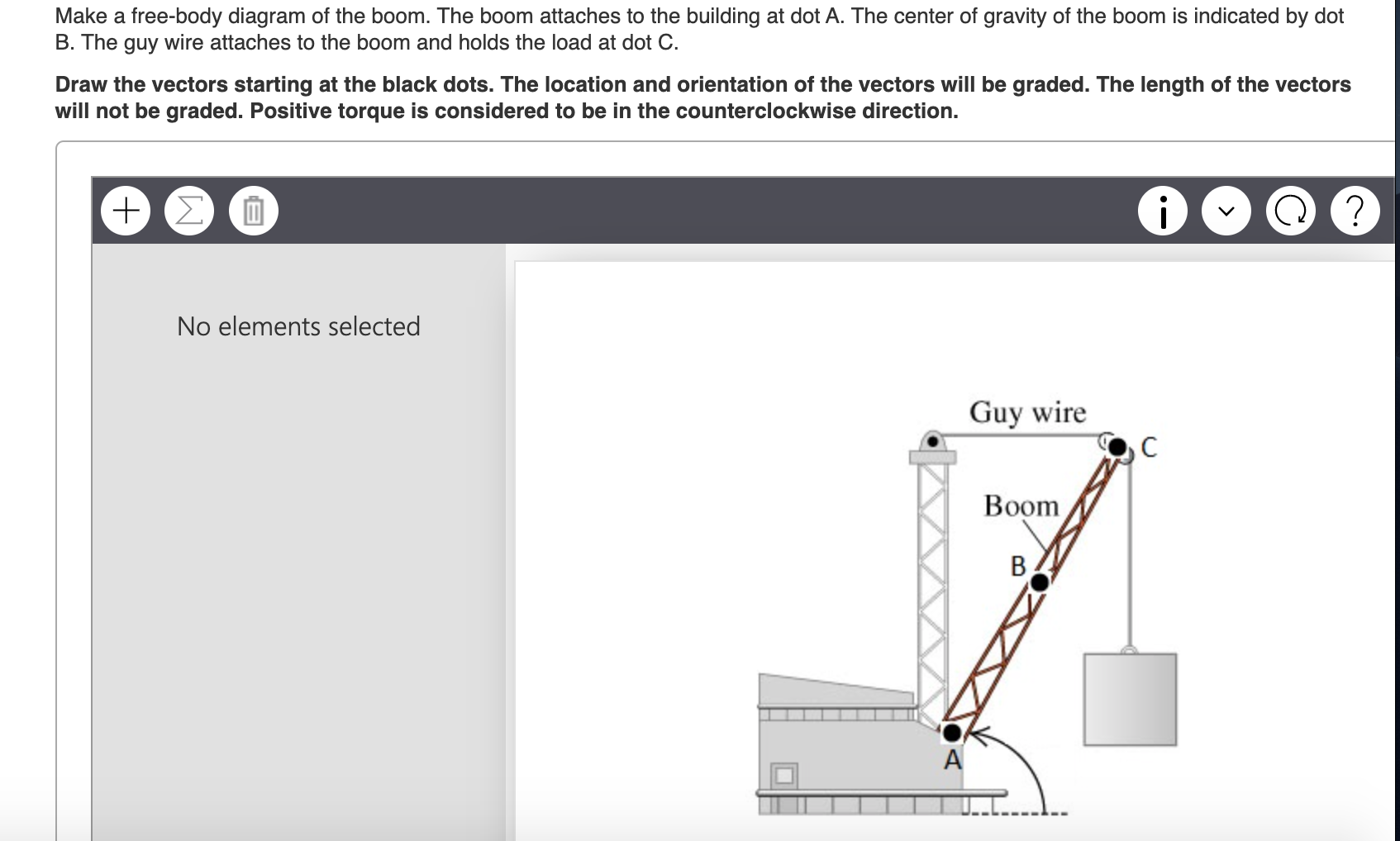 Solved a. Make a free-body diagram of the boom. The boom | Chegg.com