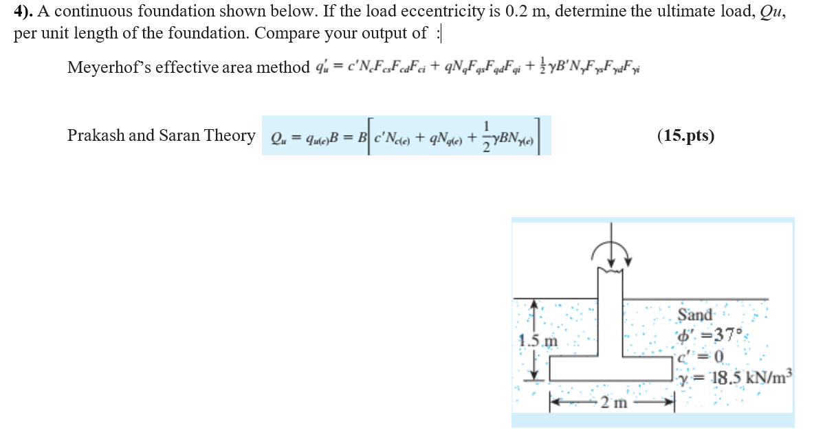 A continuous foundation shown below. If the load | Chegg.com