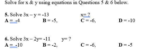 Solved Solve for x&y using equations in Questions 5&6 below. | Chegg.com