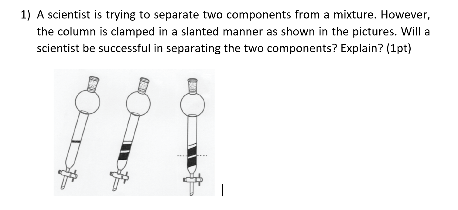 Solved 1) A scientist is trying to separate two components | Chegg.com