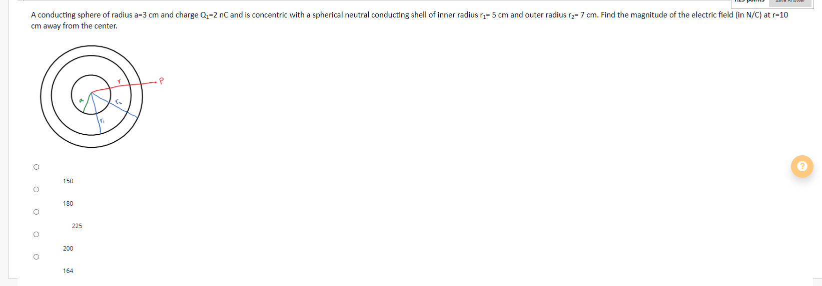 Solved A conducting sphere of radius a=3 cm and charge Q1=2 | Chegg.com