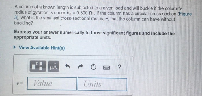 Solved A column of a known length is subjected to a given | Chegg.com