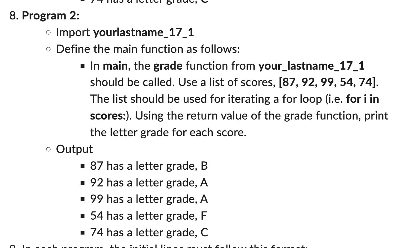 Solved rogram 2: Import yourlastname_17_1 Define the main | Chegg.com