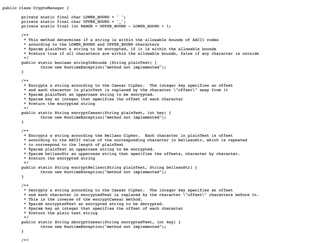 Solved public class CryptoManager { private static final | Chegg.com
