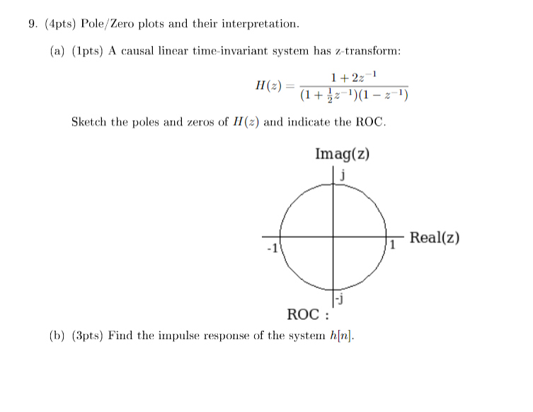 Solved 9. (4pts) Pole/Zero plots and their interpretation. | Chegg.com