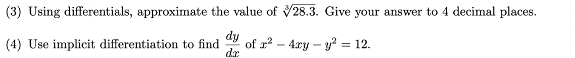 Solved 3) Using differentials, approximate the value of | Chegg.com