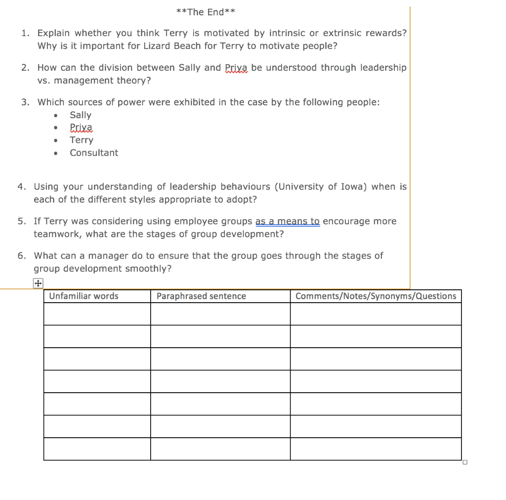 Facilitation 7 Module 8 - Motivation, Leading and | Chegg.com