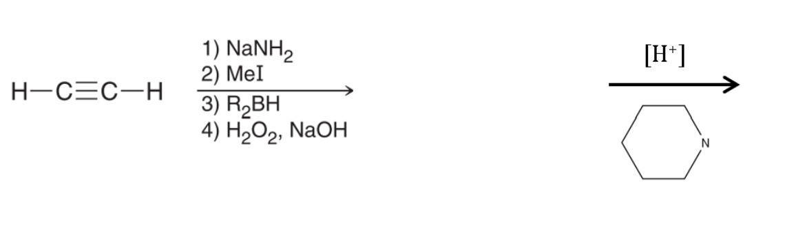 Solved mezen H-C=C-H 1) NaNH2 2) Mei 3) RZBH 4) H2O2, NaOH | Chegg.com