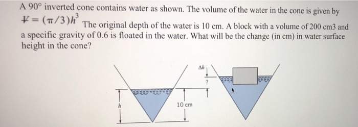 Solved A 90 Inverted Cone Contains Water As Shown The Chegg solved-a-90-inverted-cone-contains-water-as-shown-the-chegg