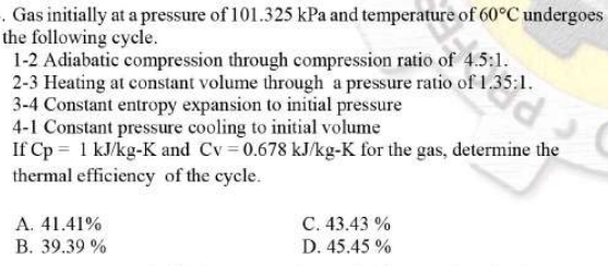 Solved Gas initially at a pressure of 101.325 kPa and | Chegg.com