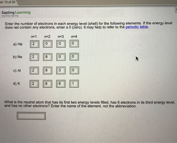 Solved: On 13 Of 20 Sapling Learning Enter The Number Of E... | Chegg.com