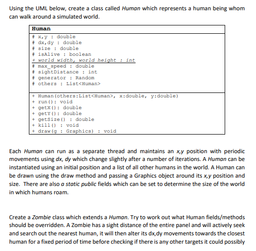 Solved Using the UML below, create a class called Human | Chegg.com