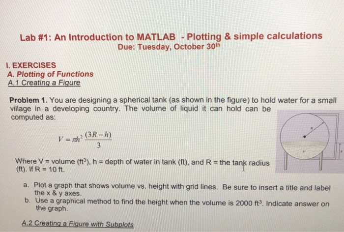 Solved Lab #1: An Introduction to MATLAB-Plotting & simple | Chegg.com