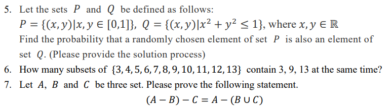 Solved 5. Let the sets P and Q be defined as follows: | Chegg.com