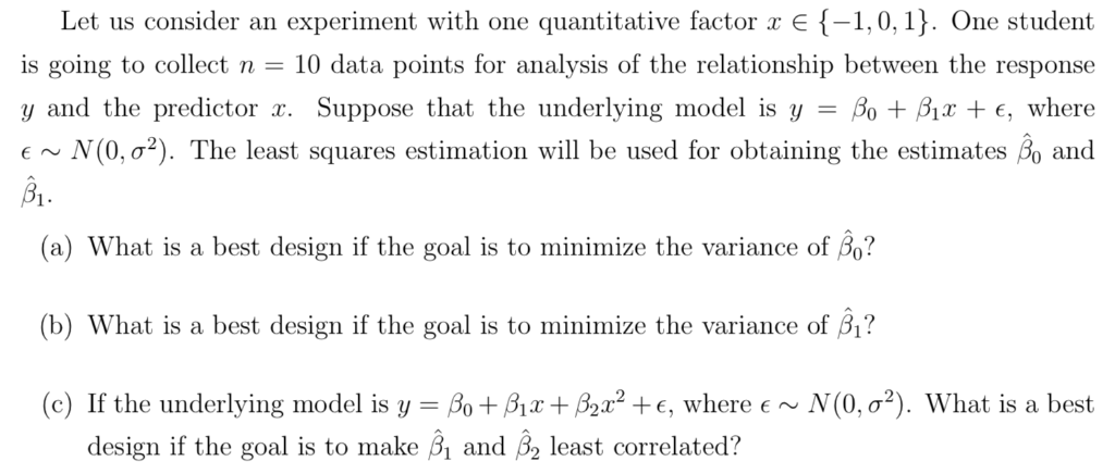 Solved Let us consider an experiment with one quantitative | Chegg.com