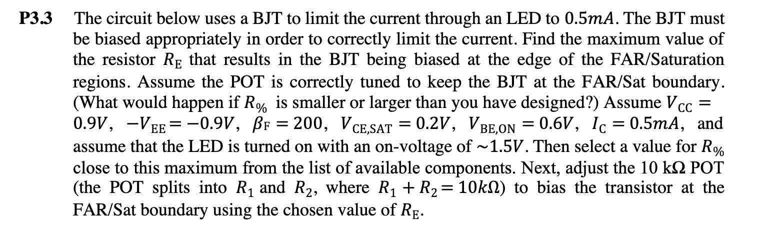 P3.3 The circuit below uses a BJT to limit the | Chegg.com
