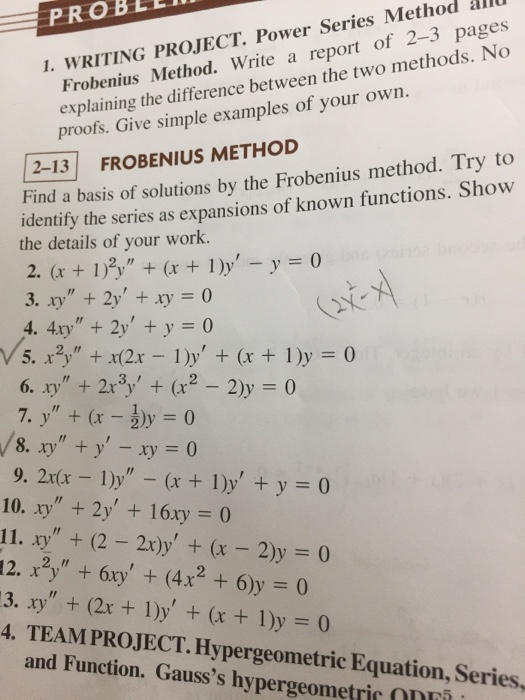 Solved PROBEE 1. WRITING PROJECT. Power Series Method alll | Chegg.com