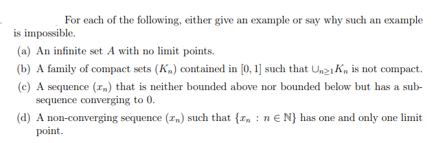 Solved For each of the following, either give an example or | Chegg.com