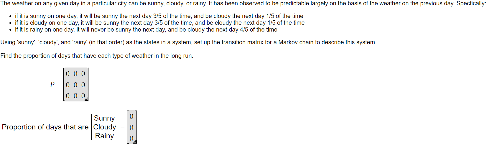 Solved The weather on any given day in a particular city can | Chegg.com